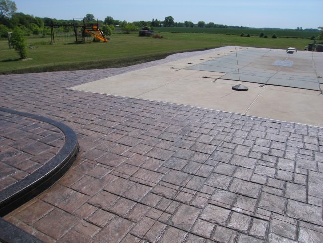 Old Small Slate Pool Deck in Monroe - Rolland Cement